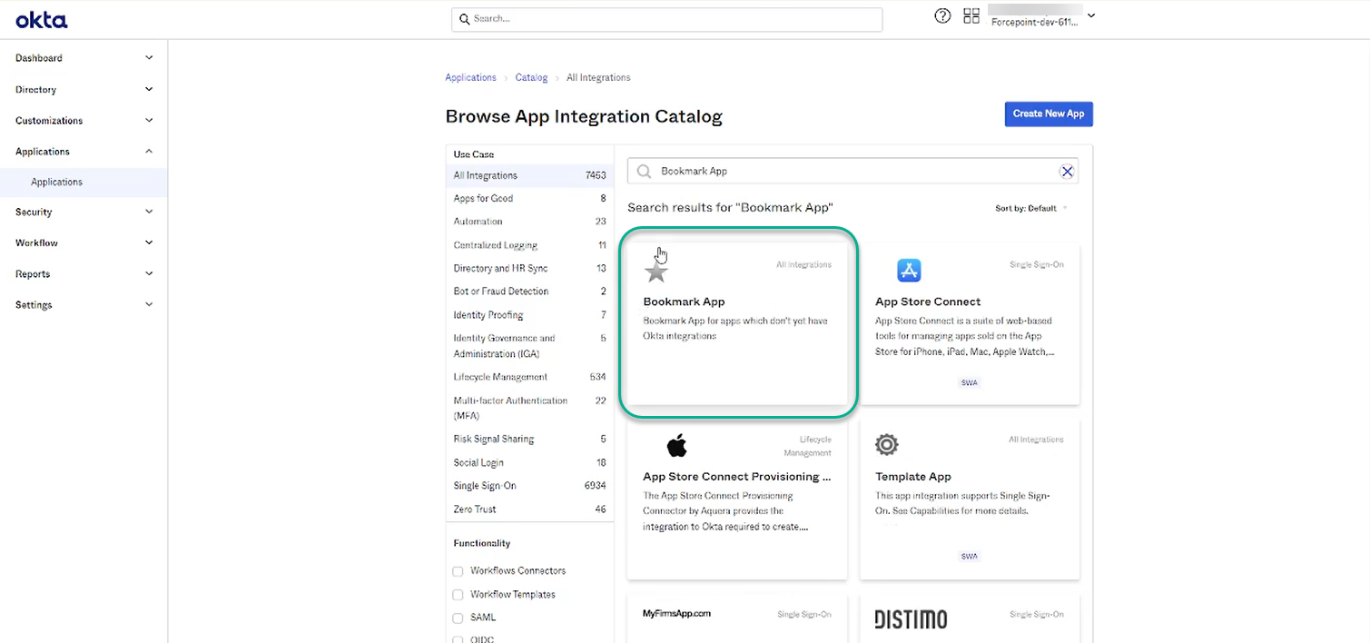 Bookmarking the application